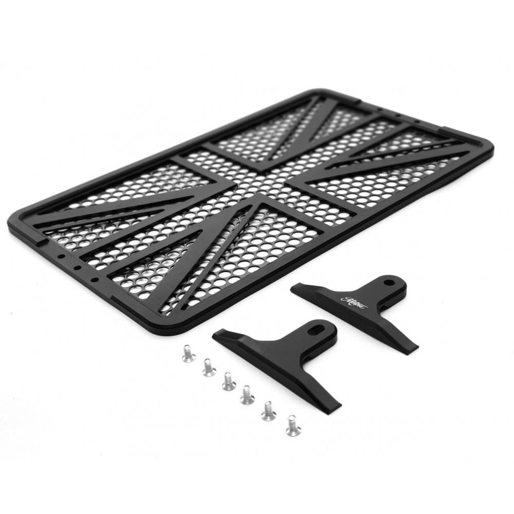 Billet Radiator Guard Kit - Union Jack - Black - For Liquid Cooled Tri ...
